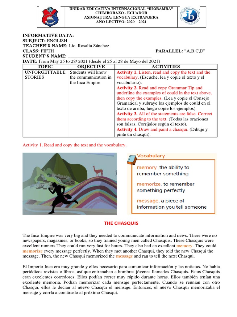 Act. 7. 2do P. 2do Quim. 5tos | PDF | Andes | Perú