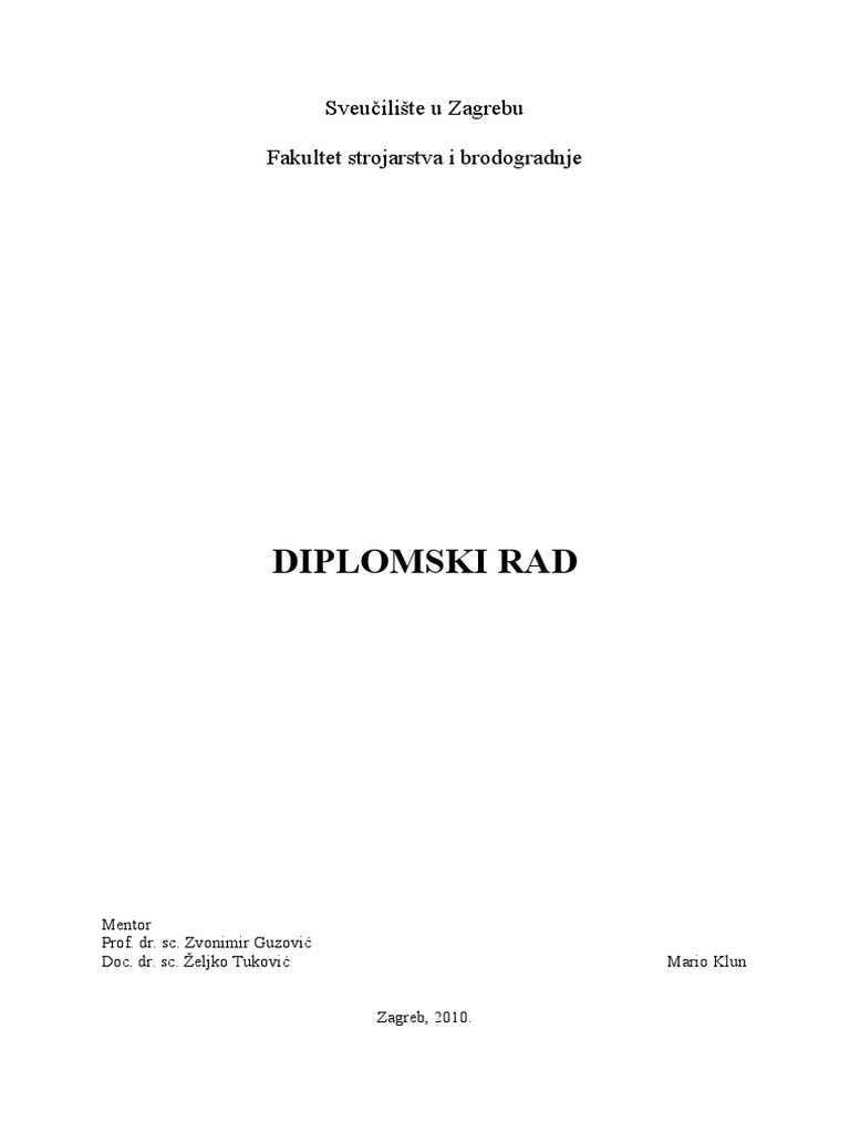Diplomski Rad: Sveučilište U Zagrebu Fakultet Strojarstva I ...