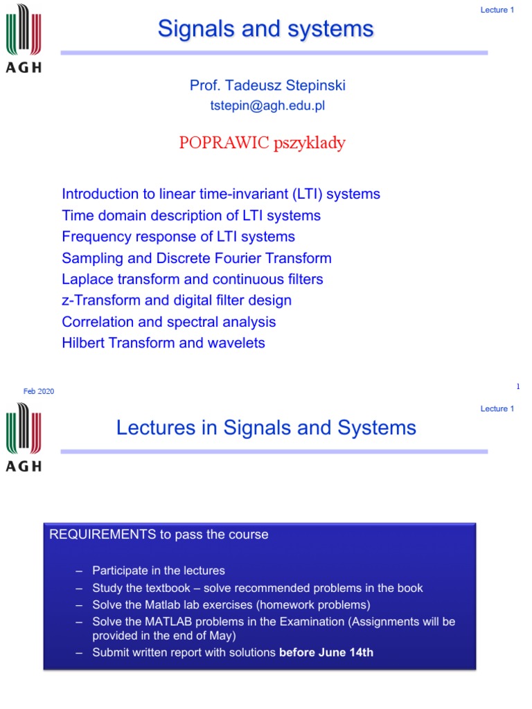 Signals Lect 1 - 20 | Download Free PDF | Signal To Noise Ratio | Discrete Time And Continuous Time