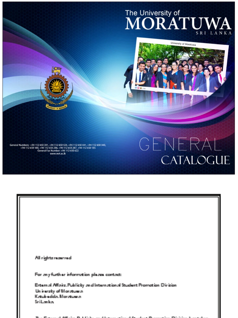 University of Moratuwa Undergraduate Catalogue | PDF | Academic Degree ...