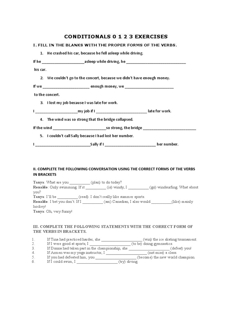 Conditionals 0 1 2 3 Exercises | PDF