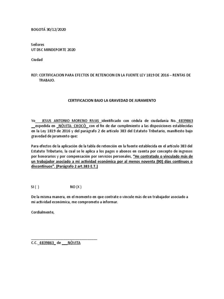 Carta Juramentada Jesus Rivas | PDF