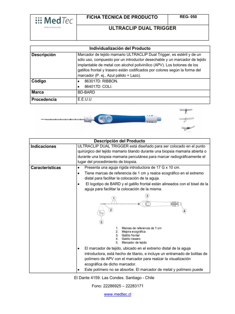 Pauta Ficha Tecnica Reg-050 Ultraclip Dual Trigger | PDF | Sustancias ...