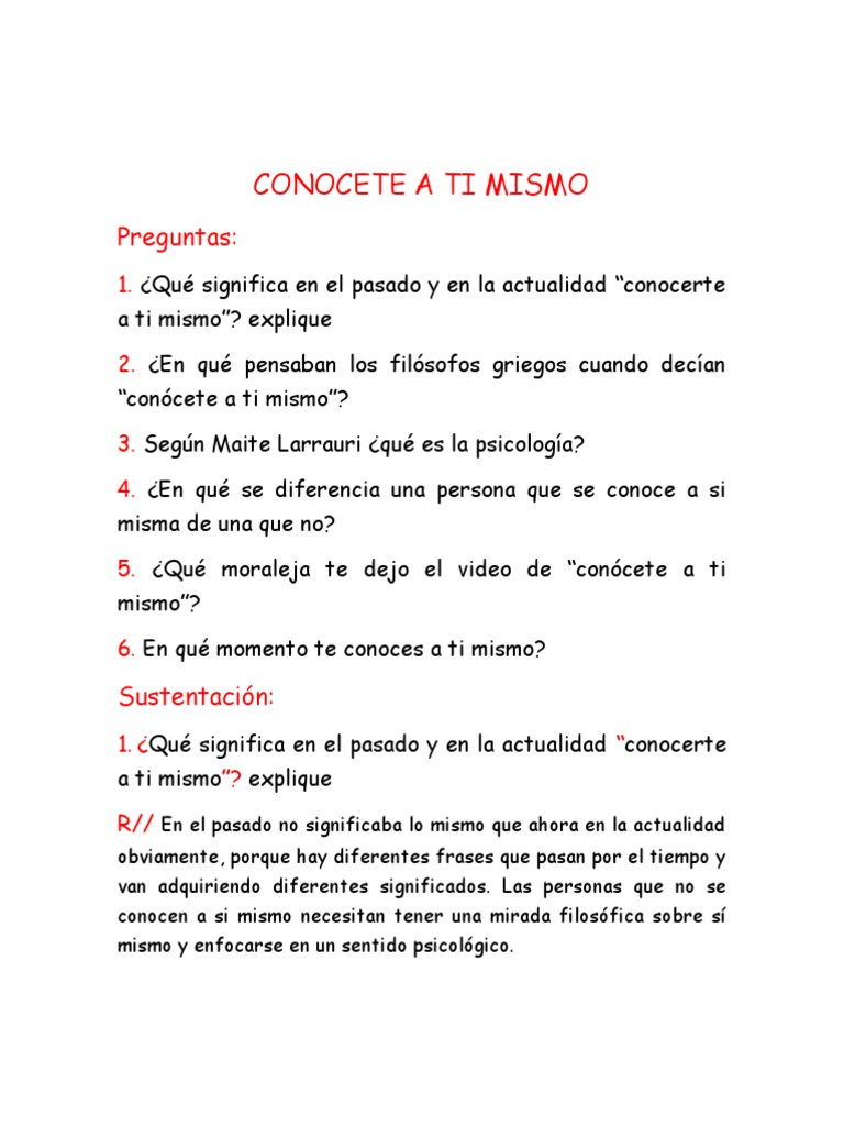 Conocete A Ti Mismo | PDF
