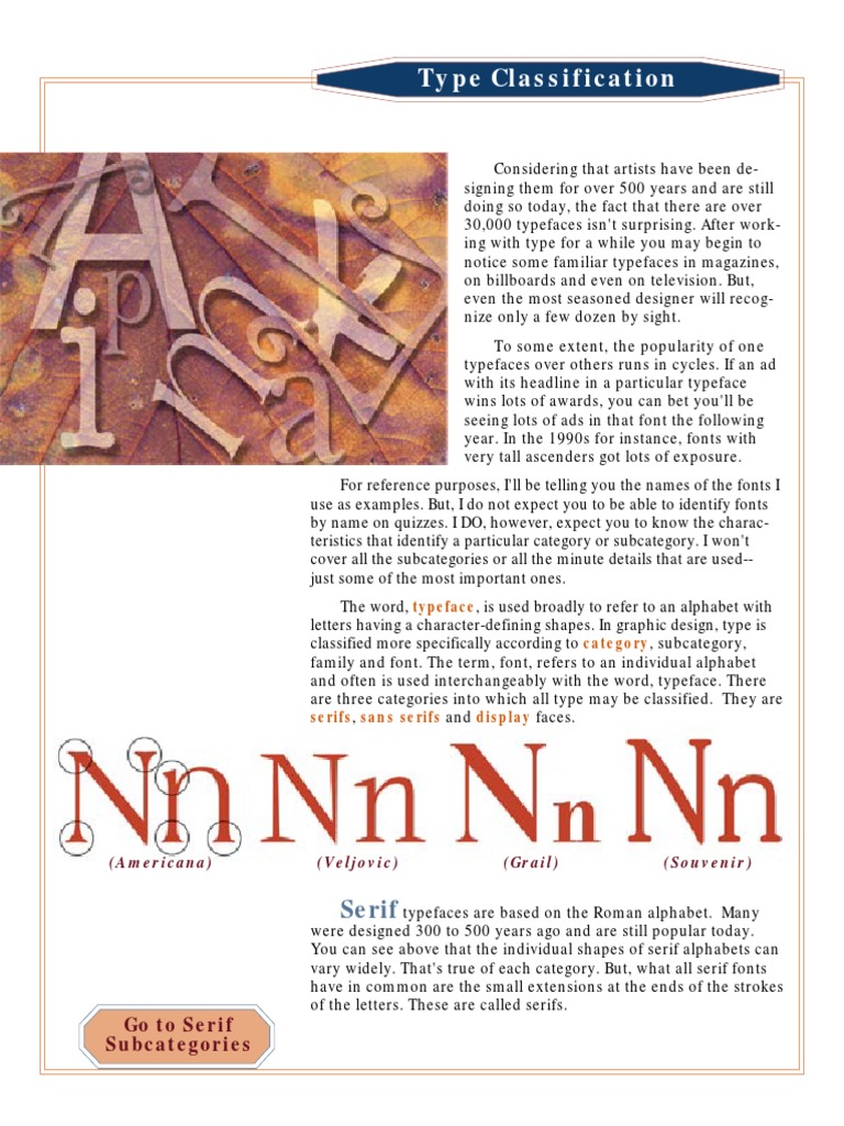 Type Classification | Download Free PDF | Typefaces | Serif
