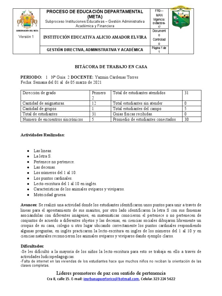 Bitácora Educativa: Gestión y Avances | PDF | Science | Ciencia y ...