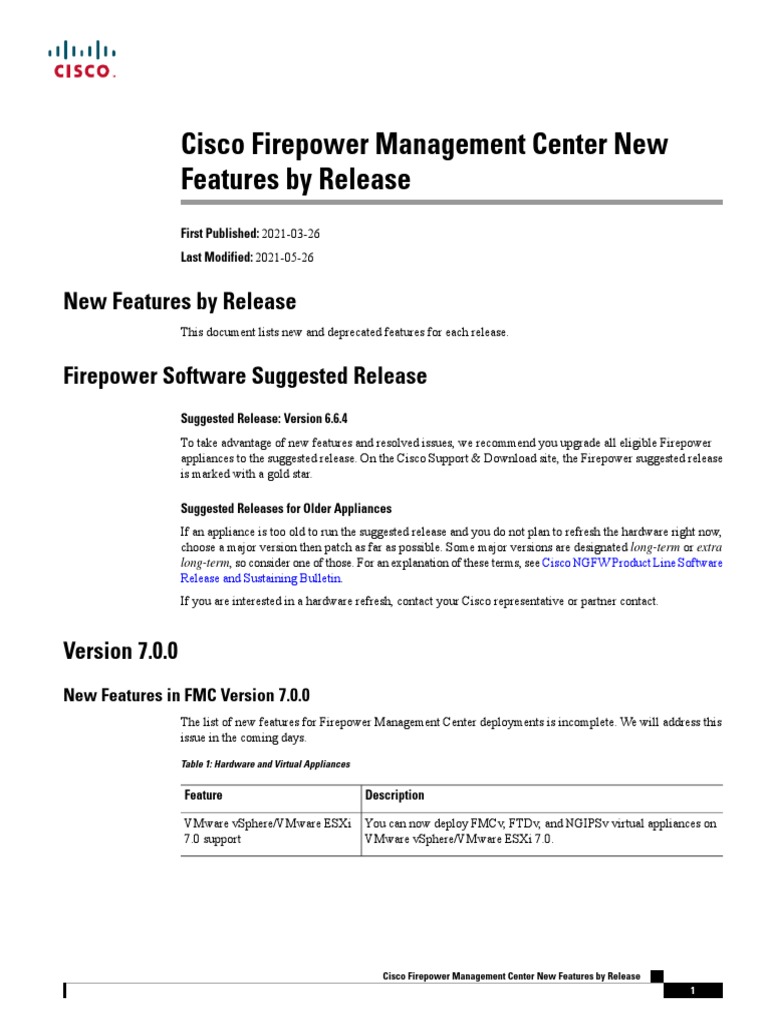 FMC New Features by Release | PDF | Cloud Computing | Computer Networking