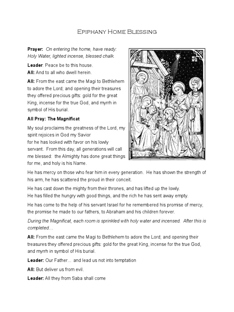 Epiphany Home Blessing: Holy Water, Lighted Incense, Blessed Chalk | PDF | Lord's Prayer | Prayer