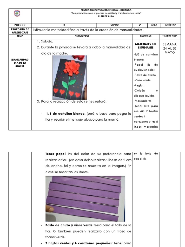 Manualidad Dia de La Madre 24-28 Mayo 2° | PDF | Plantas | Artes (general)