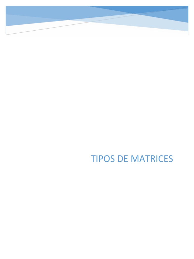 Tipos de Matrices | PDF | Matriz (Matemáticas) | Funciones y mapeos