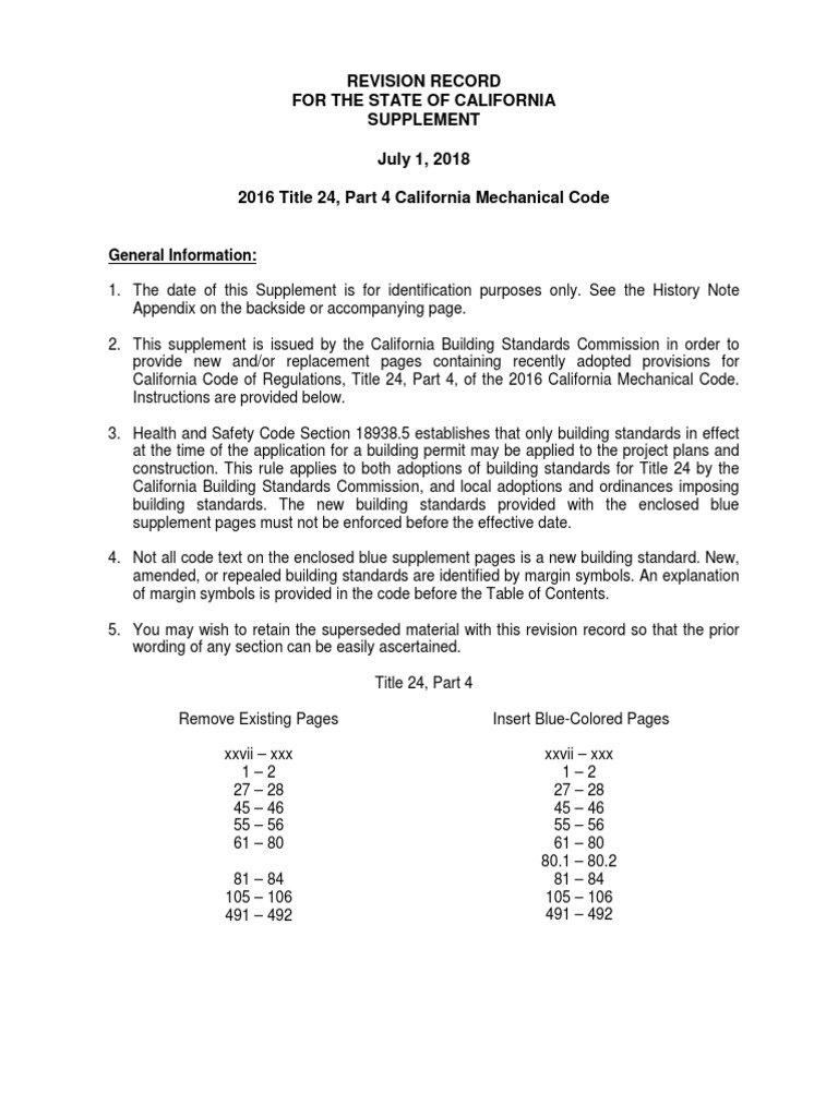 2016-Cmc-Supplement (California Mechanical Code) | PDF | Building Code ...