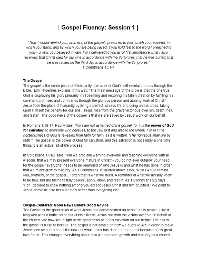 3 Gospel Fluency Session 1 | PDF | The Gospel | Salvation