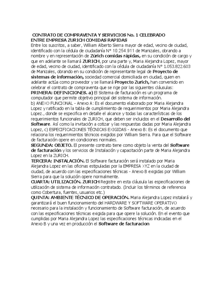 Modelo Contrato Software | PDF | Software | Bases de datos