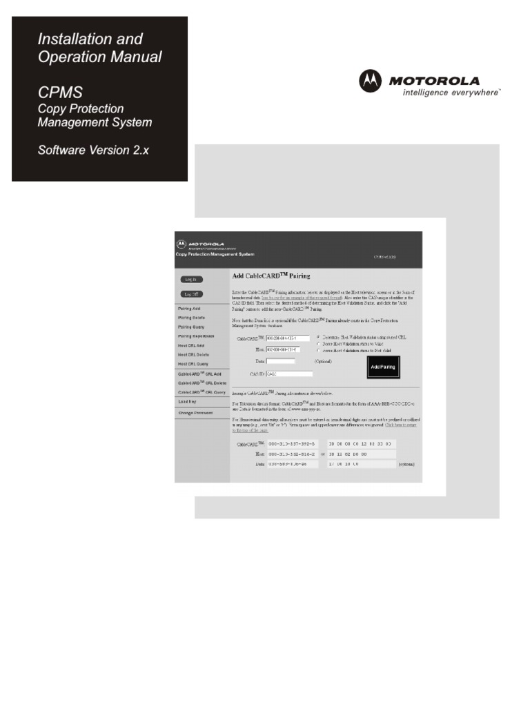 Installation and Operation Manual CPMS: Copy Protection Management ...