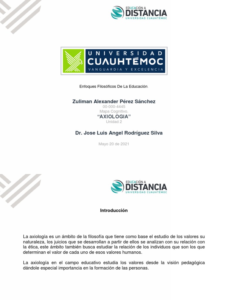 Zuliman Alexander Perez Sanchez - Actividad 2.3 Axiología. | PDF ...