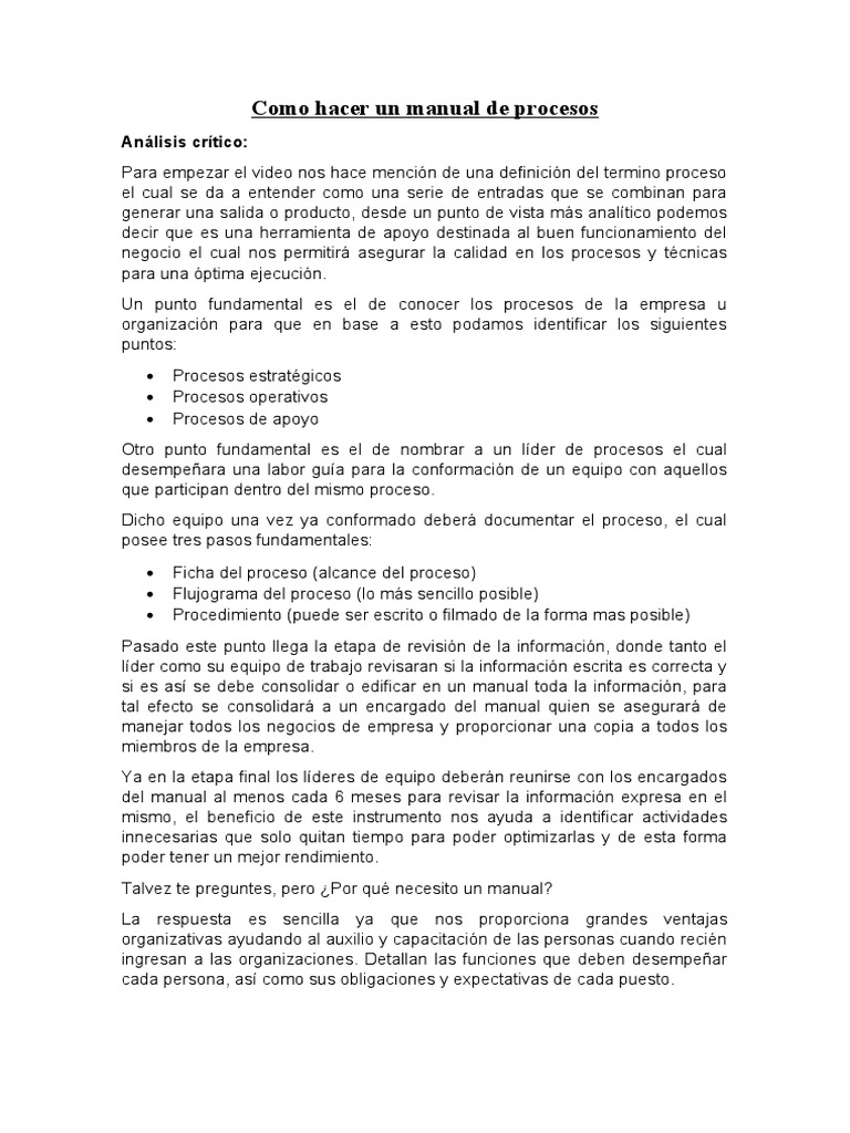 Guía para Crear Manuales de Procesos | PDF | Información | Empresas