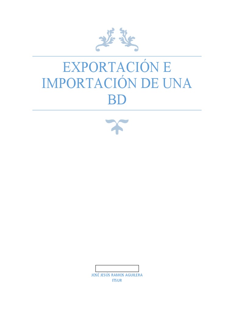 Exportar e Importar BD | PDF | Gestión de datos | Informática