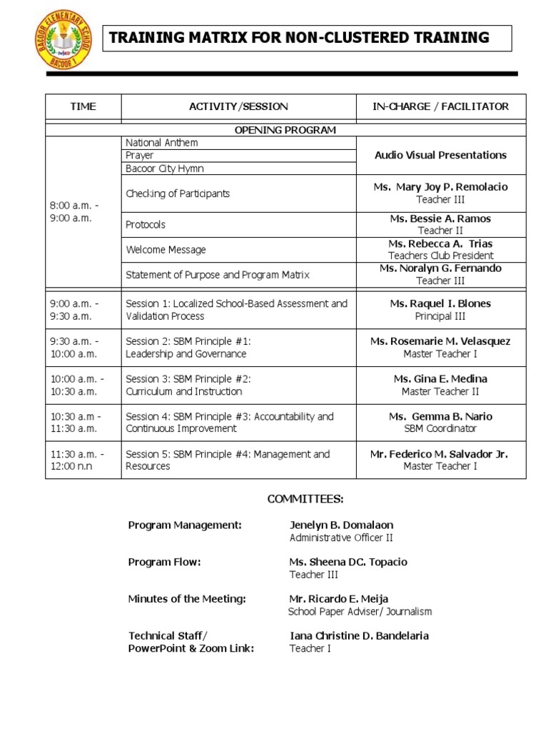 School Training Program Overview | PDF | Communication | Science
