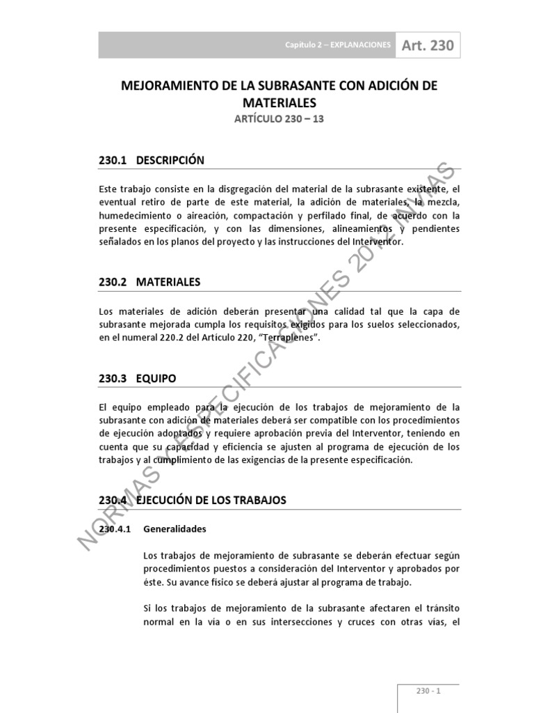 Mejoramiento de La Subrasante Con Materiales Invias | PDF | Naturaleza ...