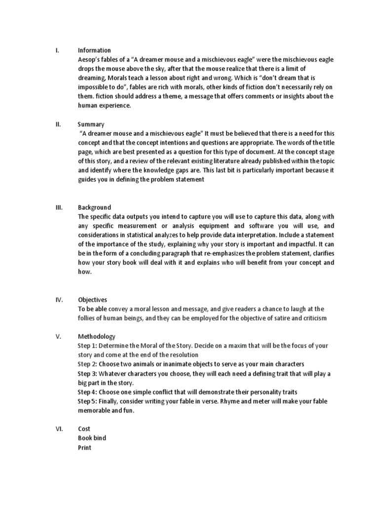 Concept Proposal for Fable Creation | PDF | Fable | Concept