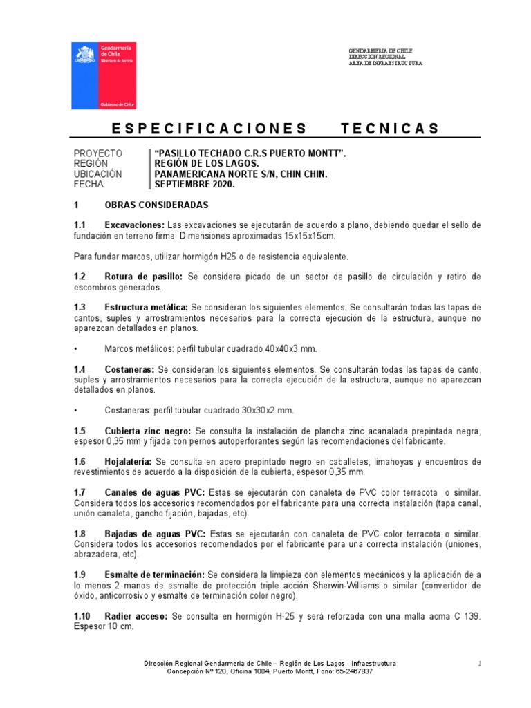 Proyecto de Pasillo Techado en Puerto Montt | PDF | Materiales de ...