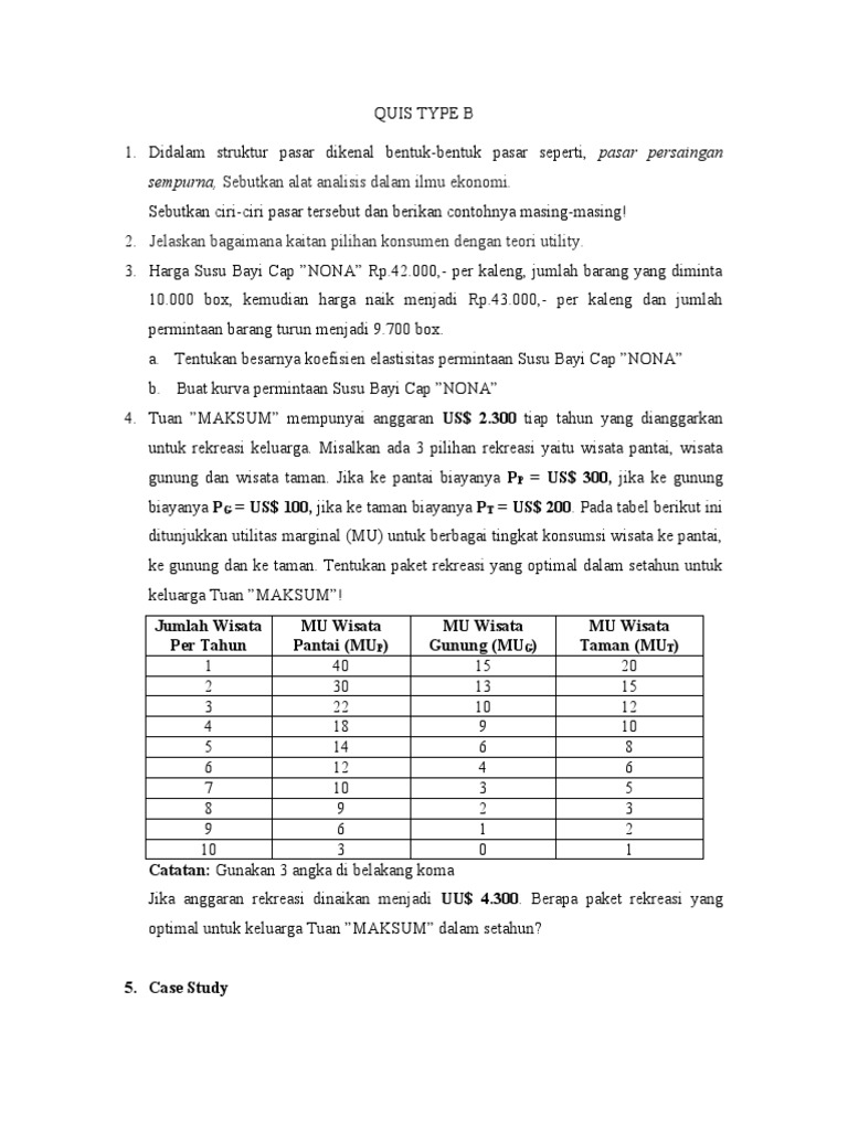 Quis Type B | PDF | Sains & Matematika