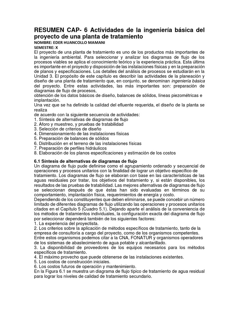 Resumen Cap 6 | PDF | Aguas residuales | Agua