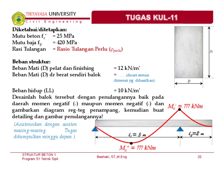 Tugas-11 - Desain Balok Tulangan Tunggal | PDF | Metode & Bahan Ajar