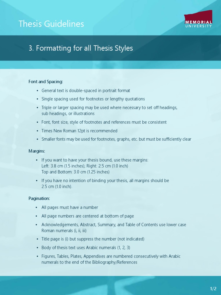 Thesis Guidelines: 3. Formatting For All Thesis Styles | PDF | Thesis ...