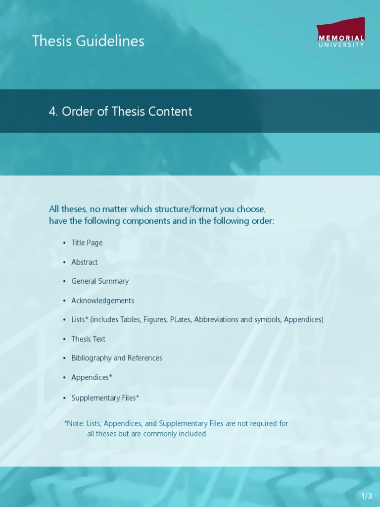 Thesis Guidelines: 4. Order of Thesis Content | PDF | Thesis | Bibliography