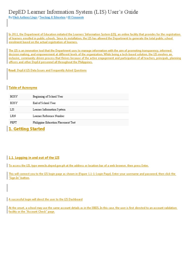 DepED Learner Information System | PDF | Login | Password
