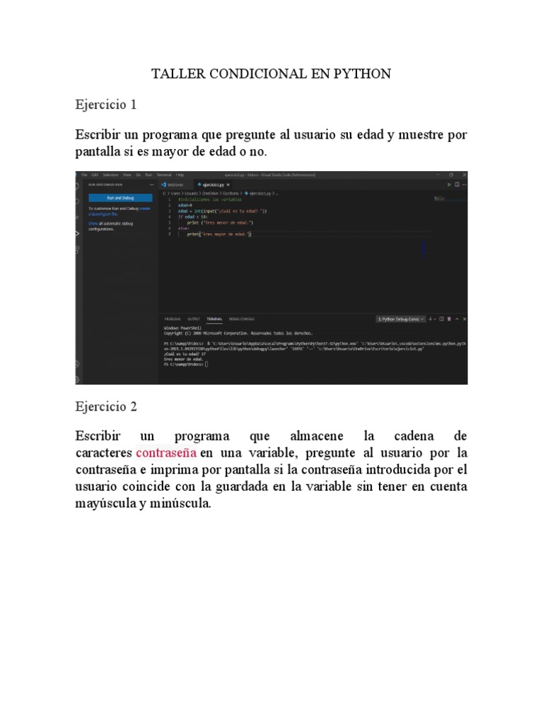 Taller Condicional en Python | PDF