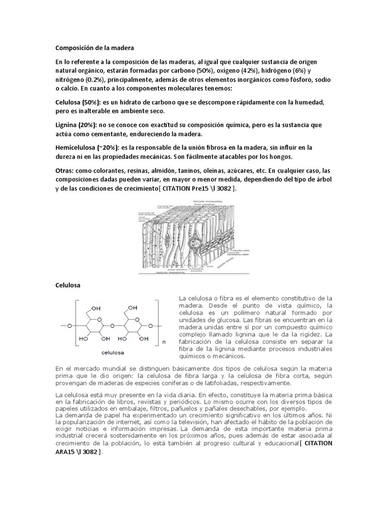 Composición y Componentes de la Madera | PDF | Lignina | Madera