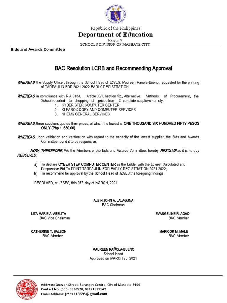 BAC RESOLUTION - Docx Tarpaulin | PDF | Business