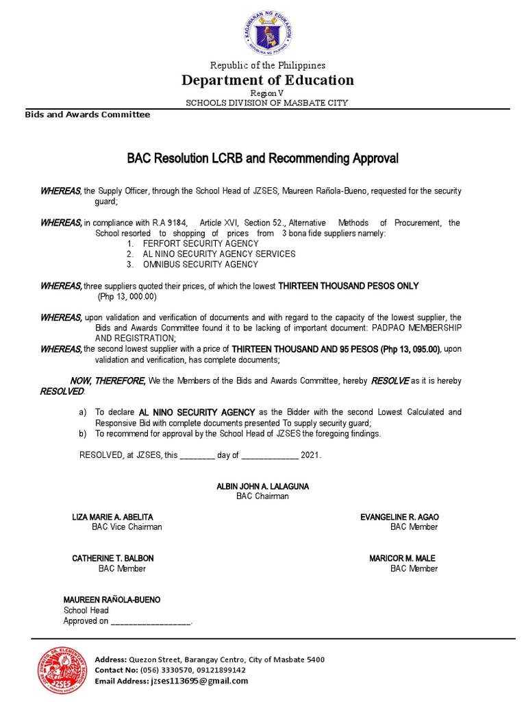 Bac Resolution - Docx (Security Guard) | PDF | Government | Business