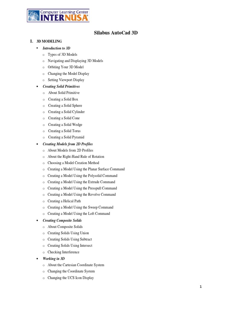 Silabus Autocad 3D | PDF | 3 D Computer Graphics | Rendering (Computer Graphics)