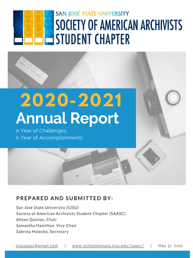 2020-2021 Annual Report, Society of American Archivists Student Chapter ...