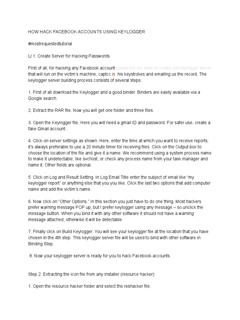 How to Hack Facebook Accounts Using a Keylogger | PDF | Icon (Computing ...