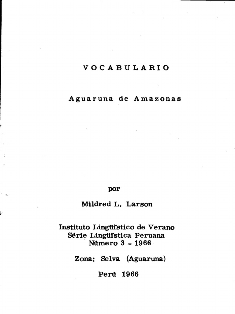 Vocabulario Aguaruna-Castellano | PDF | Naturaleza | Science