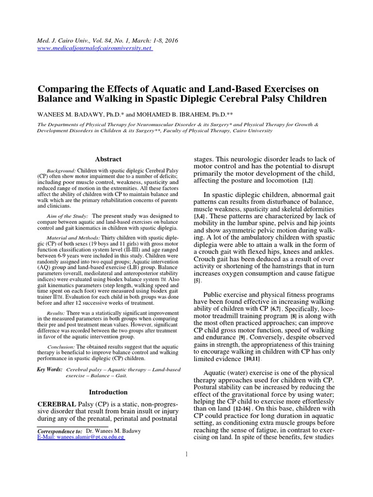 Comparing The Effects of Aquatic and Land-Based Exercises On Balance ...