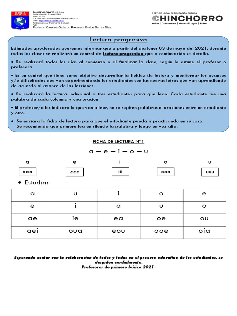 LECTURA PROGRESIVA Vocales | PDF