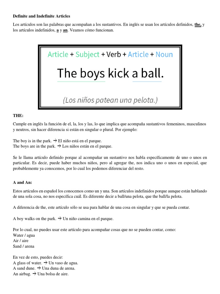 Artículos en Inglés: Guía Básica | PDF | Sustantivo | Morfología
