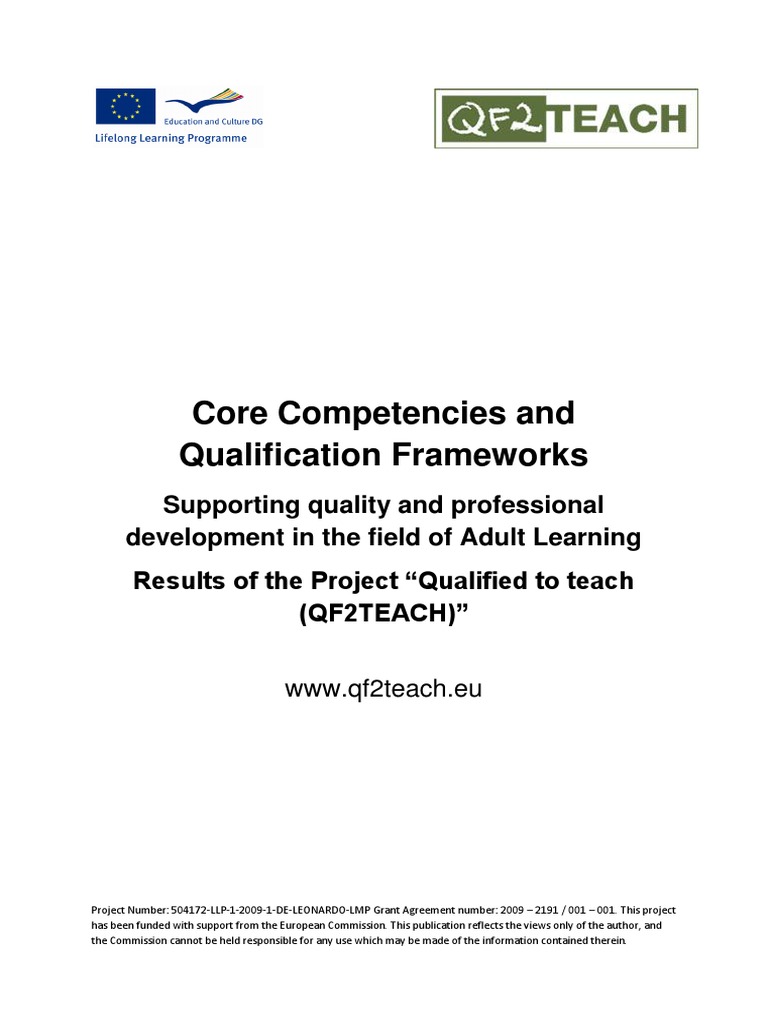 Report On Core Competencies and Qualification Frameworks | PDF ...