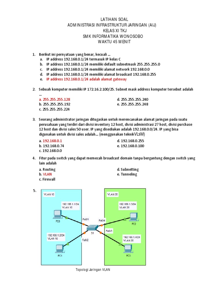 Latihan Soal AIJ Kelas XI TKJ | PDF