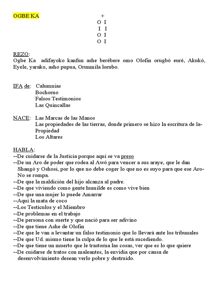 Ogbe Ka | PDF | Santeria | Religión y creencia