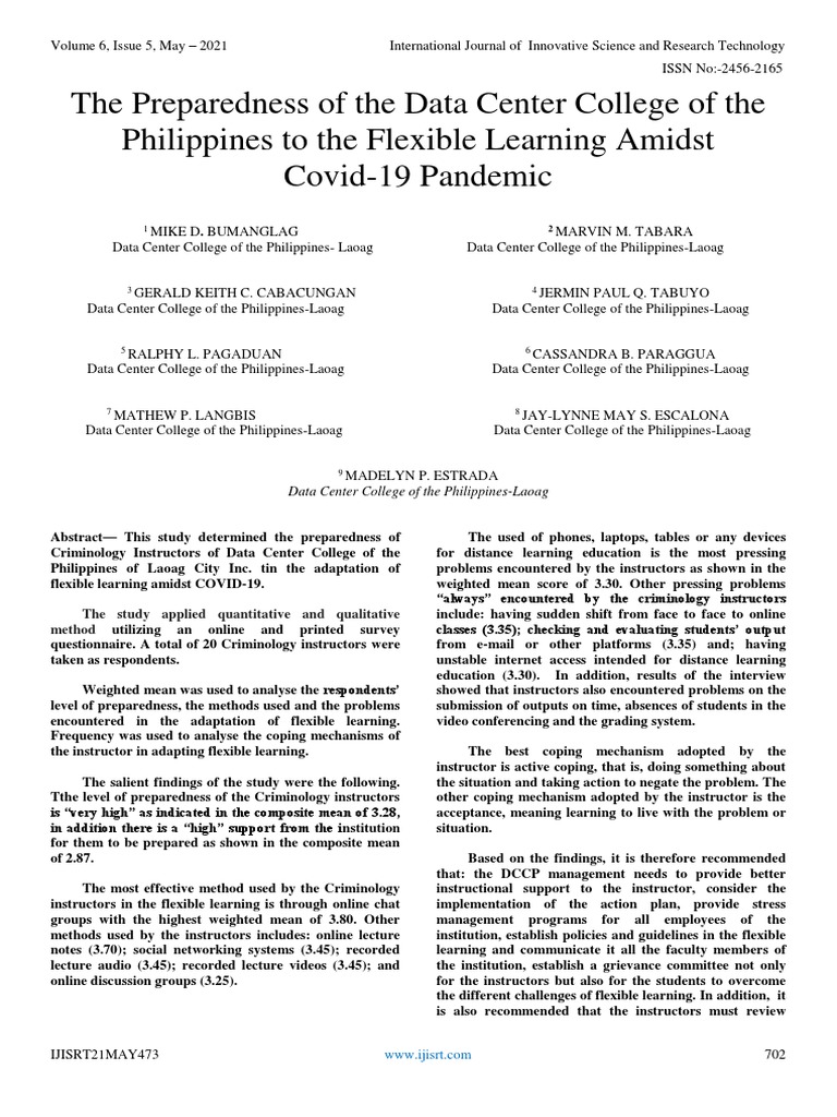 The Preparedness of The Data Center College of The Philippines To The ...