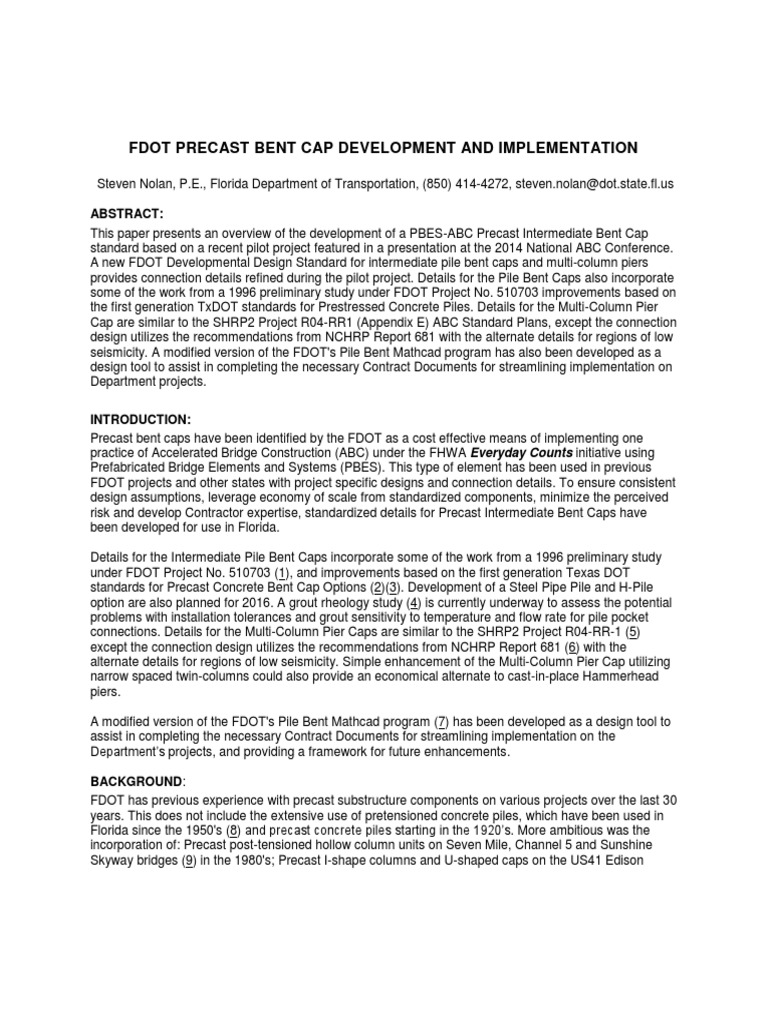 FDOT Precast Bent Cap Standards Overview | PDF | Precast Concrete ...