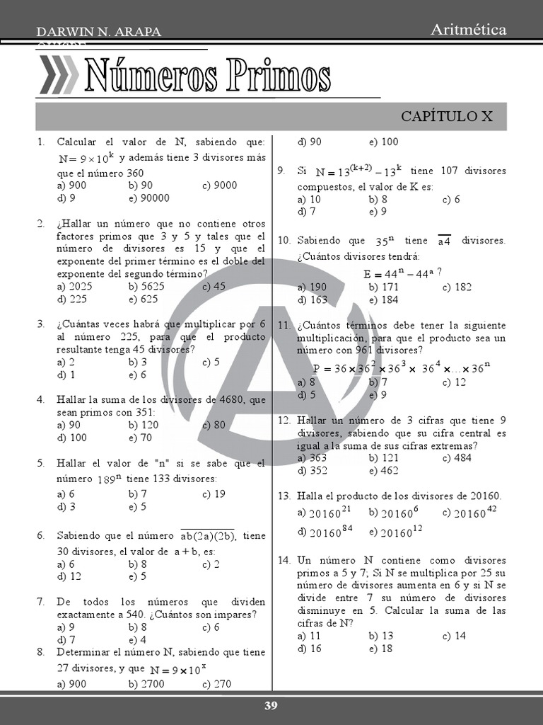 10 Numeros Primos | PDF | Multiplicación | División (Matemáticas)