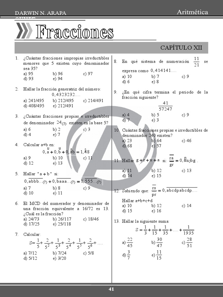 12 Fracciones | PDF | Lexicología | Matemática Elemental