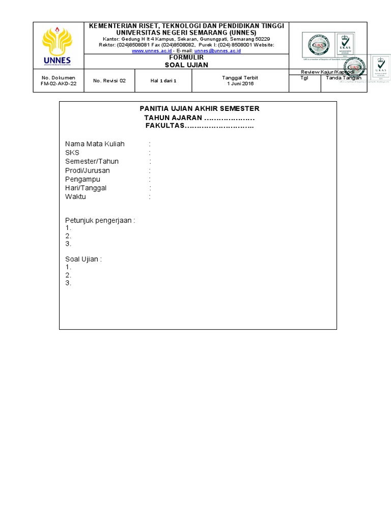 FM 02 AKD 22 Form Soal Ujian Akhir Semester | PDF